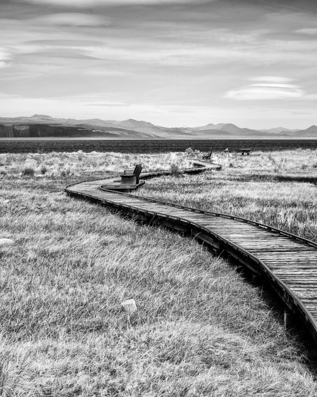 Nature Landscape Photography, Wooden Deck Path to Mono Lake in ...