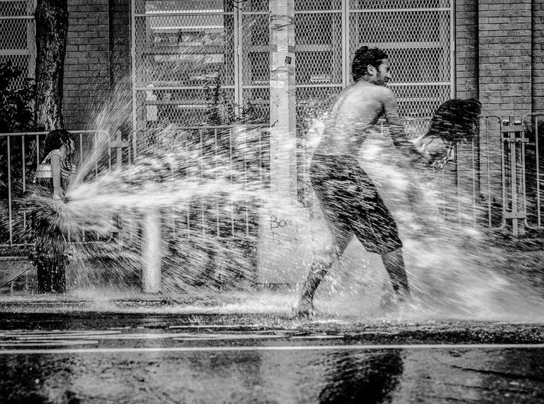 Street Photography - Kids Playing in a Fire Hydrant on Hot Brooklyn ...