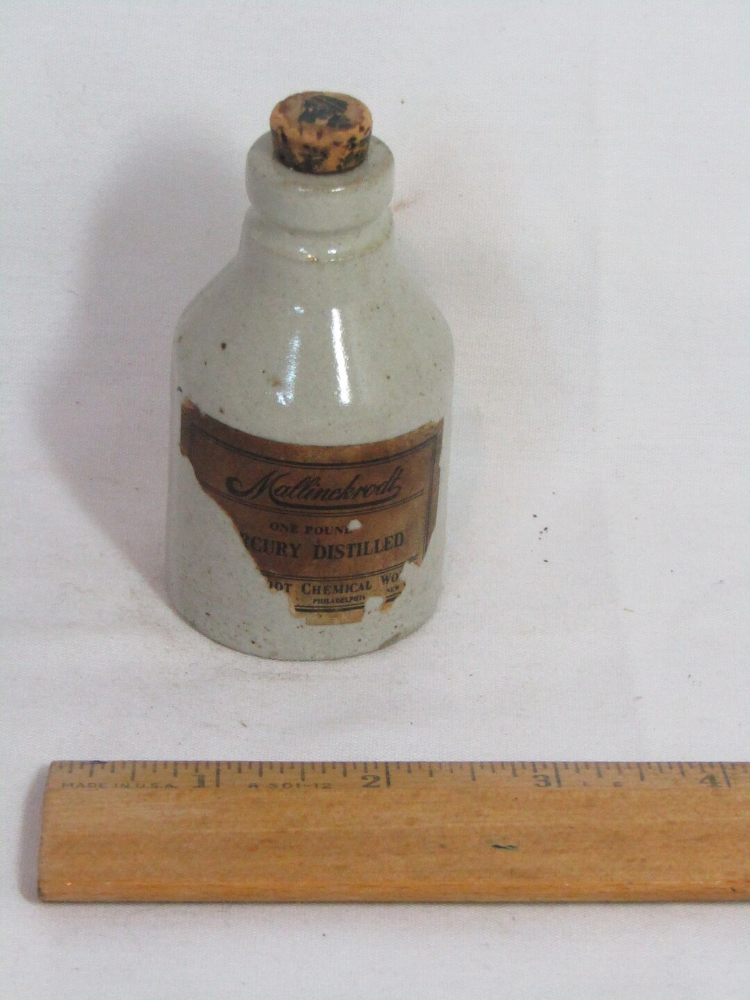 Vintage 1lb Mercury Jug/crock With Printed Paper Label - Mallinckrodt ...