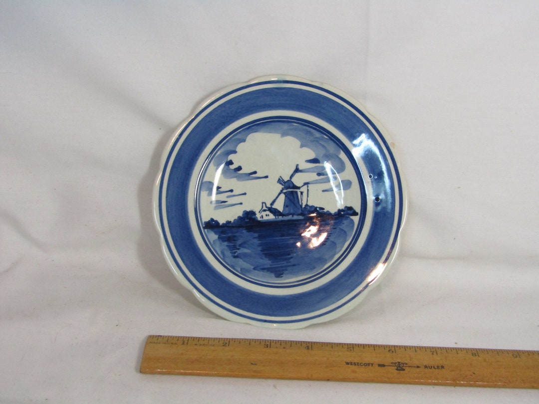 Vintage Delft Plate Windmill Design With Scalloped Edge Hand-painted - Etsy