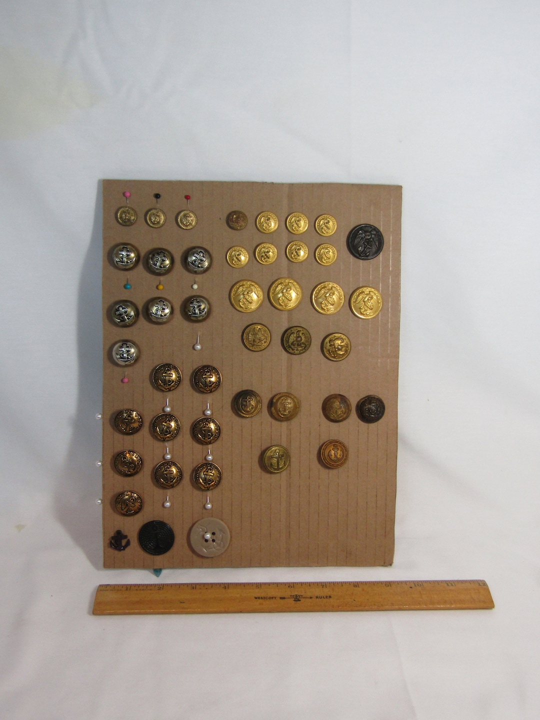 Vintage Military Buttons - Set of 44 Various Military Buttons - Anchors ...