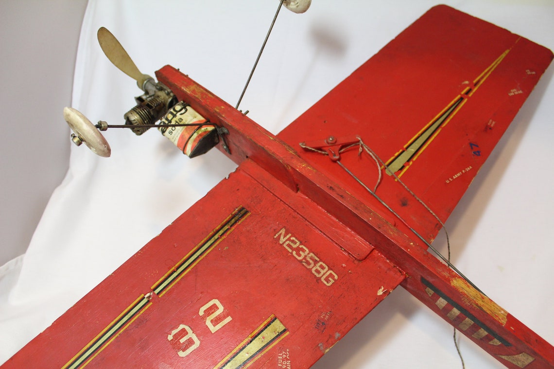 Original Vintage Wooden Control Line Plane With Fox 15 Engine - Etsy