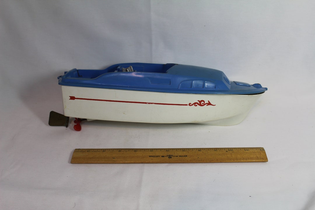 Vintage Ideal Plastic Hull Wind-up Motor Boat USA Metal Rudder - Not ...