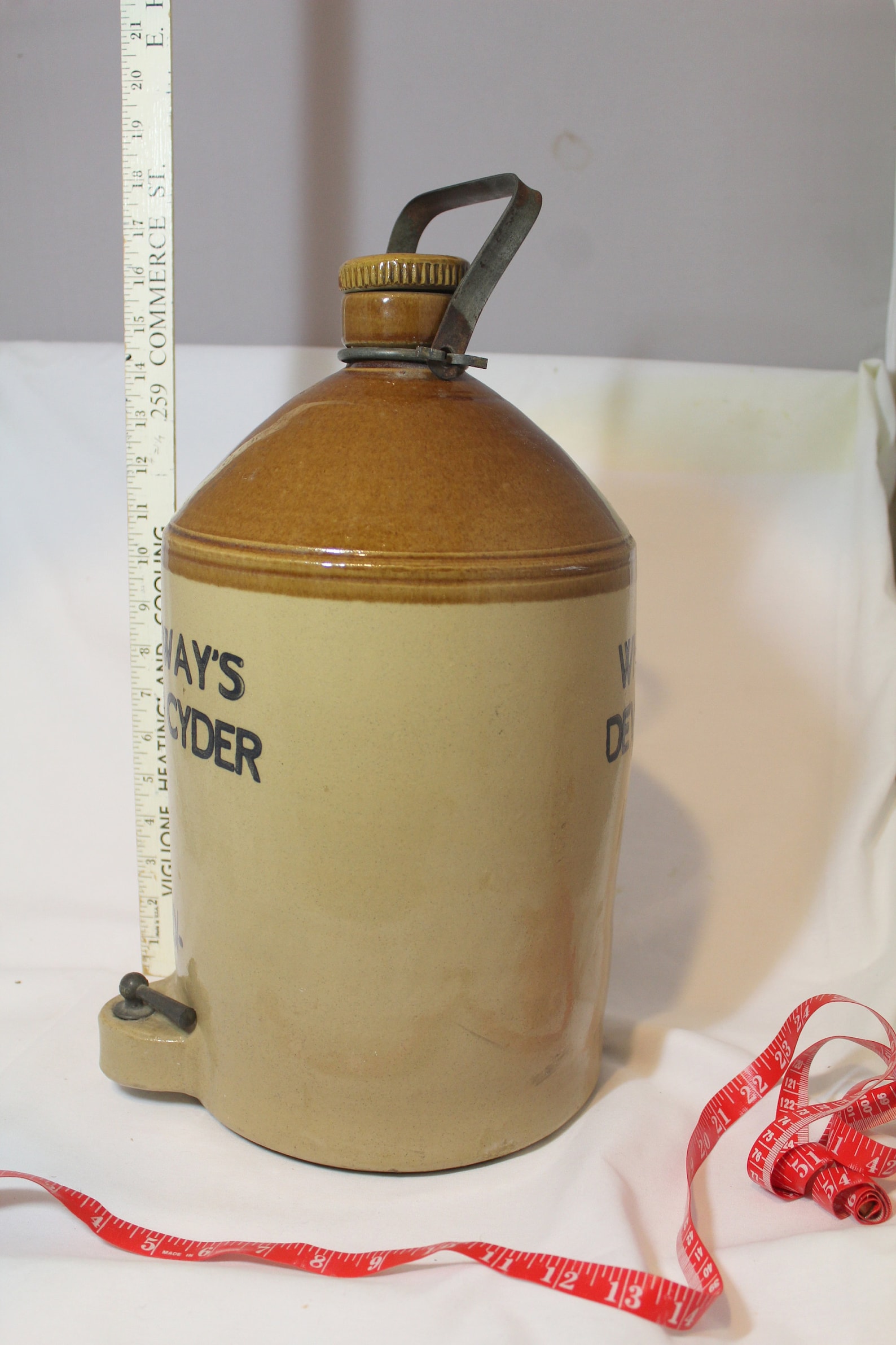 Large Vintage Whiteway's Devon Cider 2 Jug With Carry Handle and Spigot ...