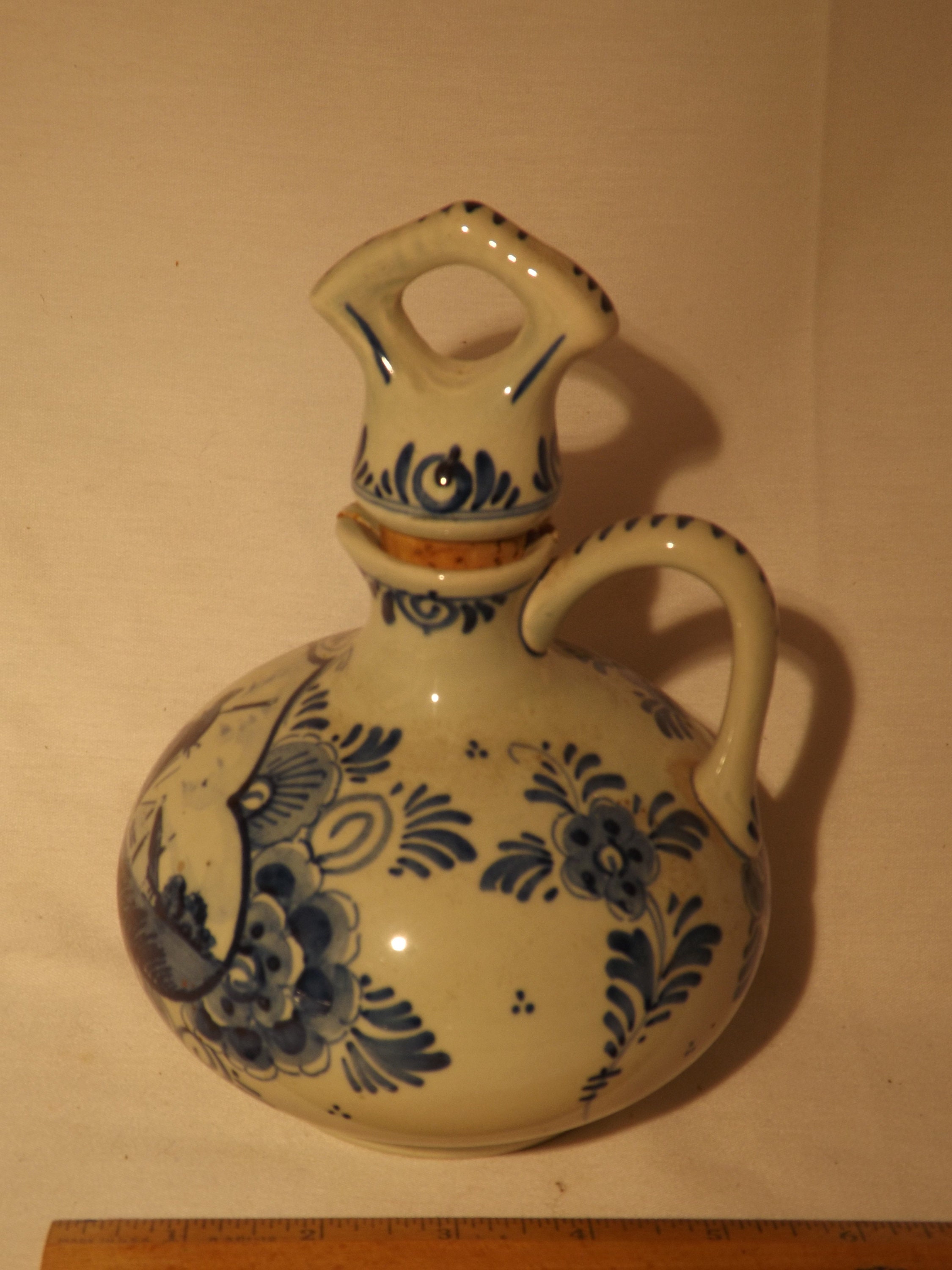 Vintage Delft Decanter With Cork - Repaired Neck With Visible Cracks - Etsy