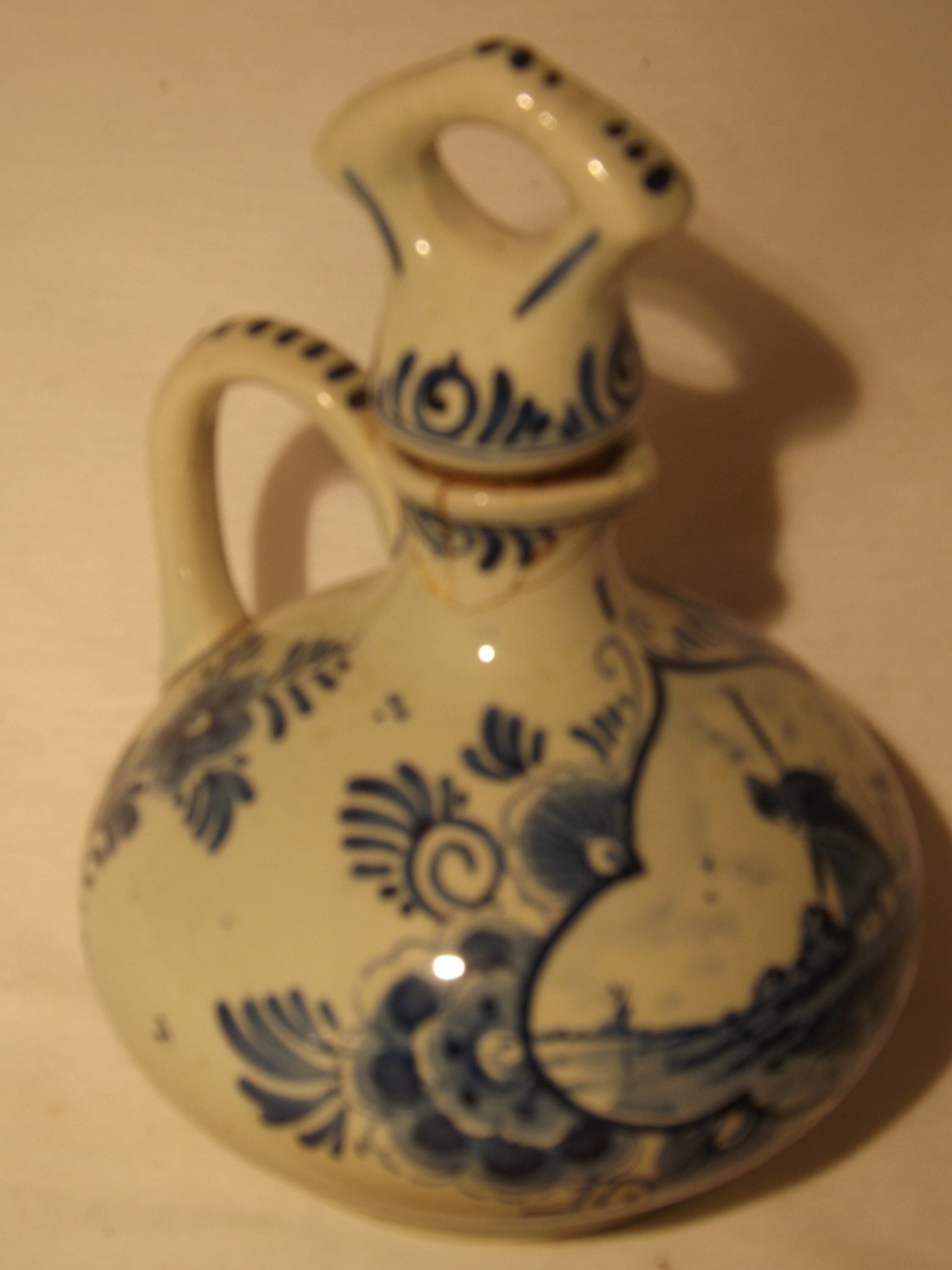 Vintage Delft Decanter With Cork - Repaired Neck With Visible Cracks - Etsy