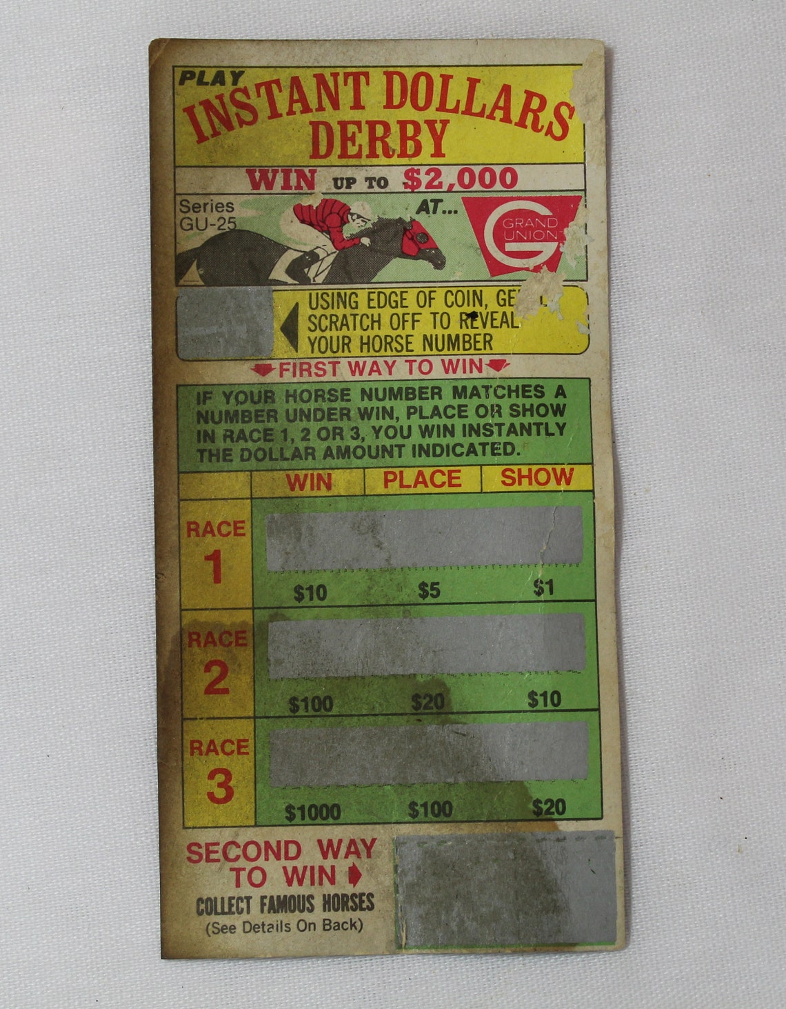 Vintage Scratch-off Lottery Ticket Instant Dollars Derby - Etsy