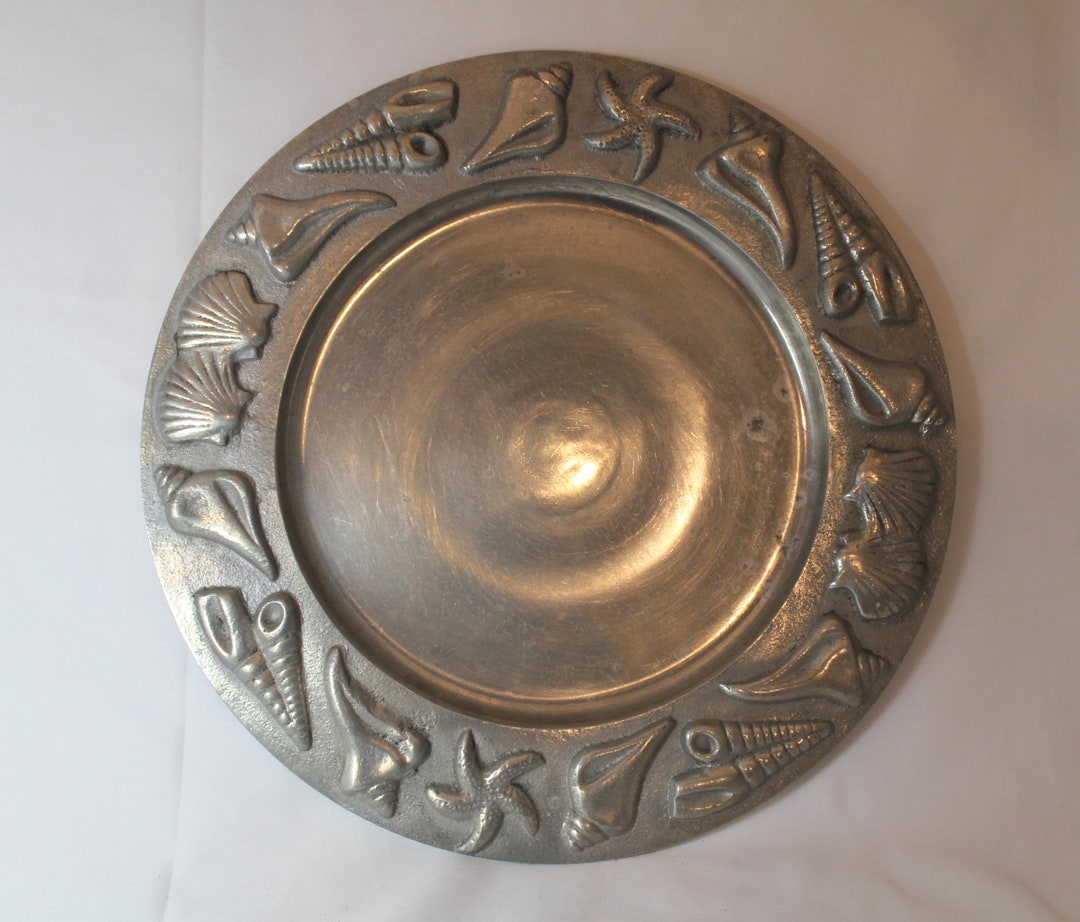 Aluminum Sea Shell Plate Platter No Markings Pattern on Back - Etsy