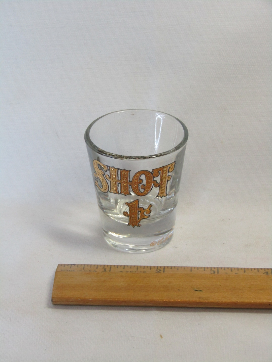 Vintage Shot Glass - 'shot 1c' - 22k Gold Letters Applied to Glass ...