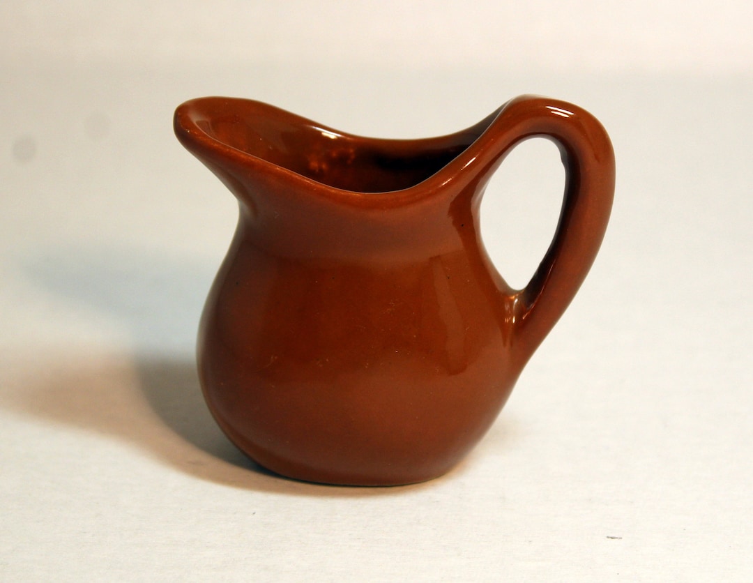 Vintage Miniature Jug/pitcher Brown No Markings - Etsy