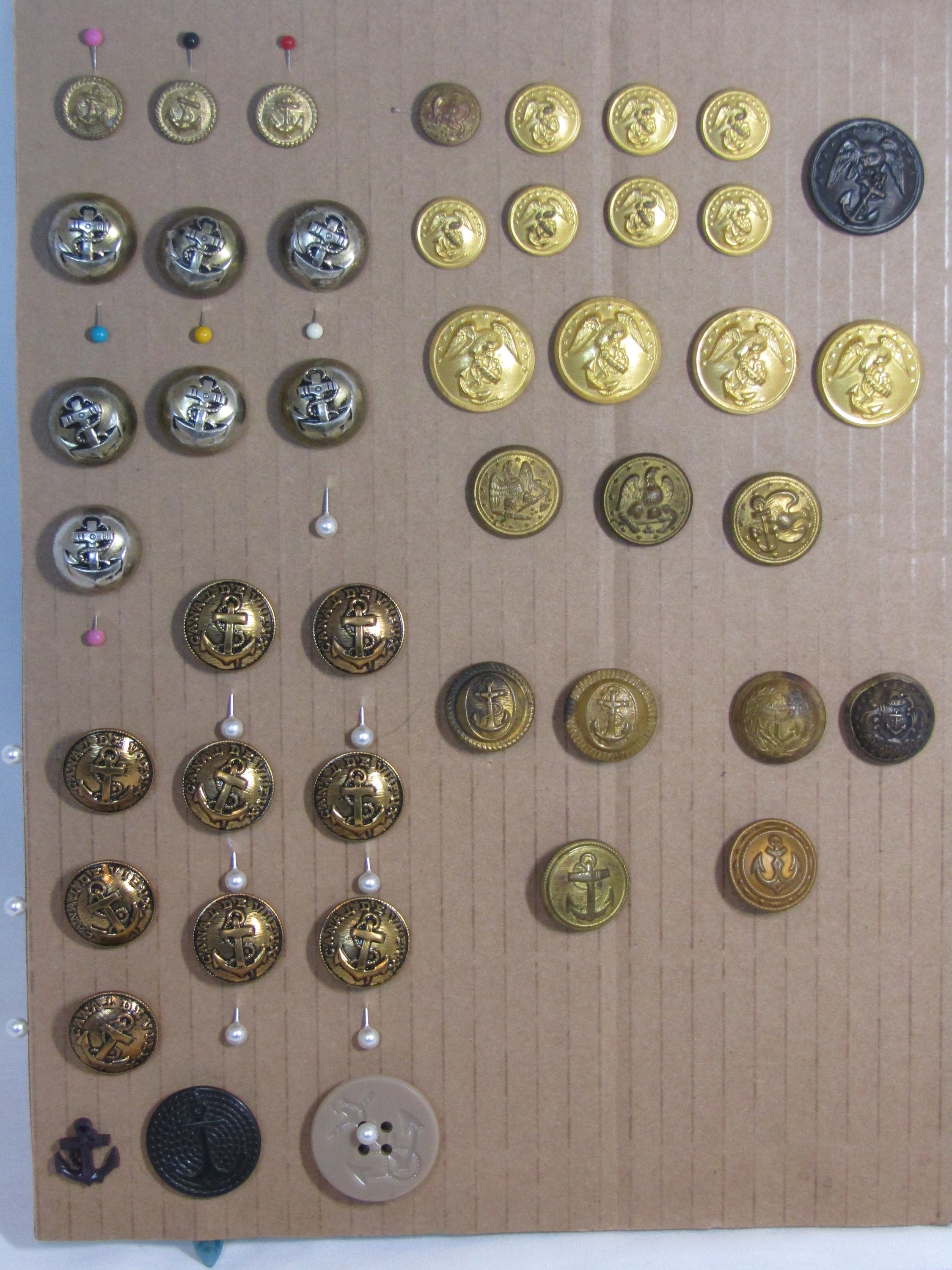 Vintage Military Buttons - Set of 44 Various Military Buttons - Anchors ...