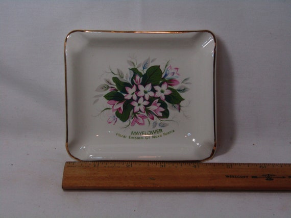 Vintage Ashtray Mayflower Floral Emblem of Nova Scotia - Etsy