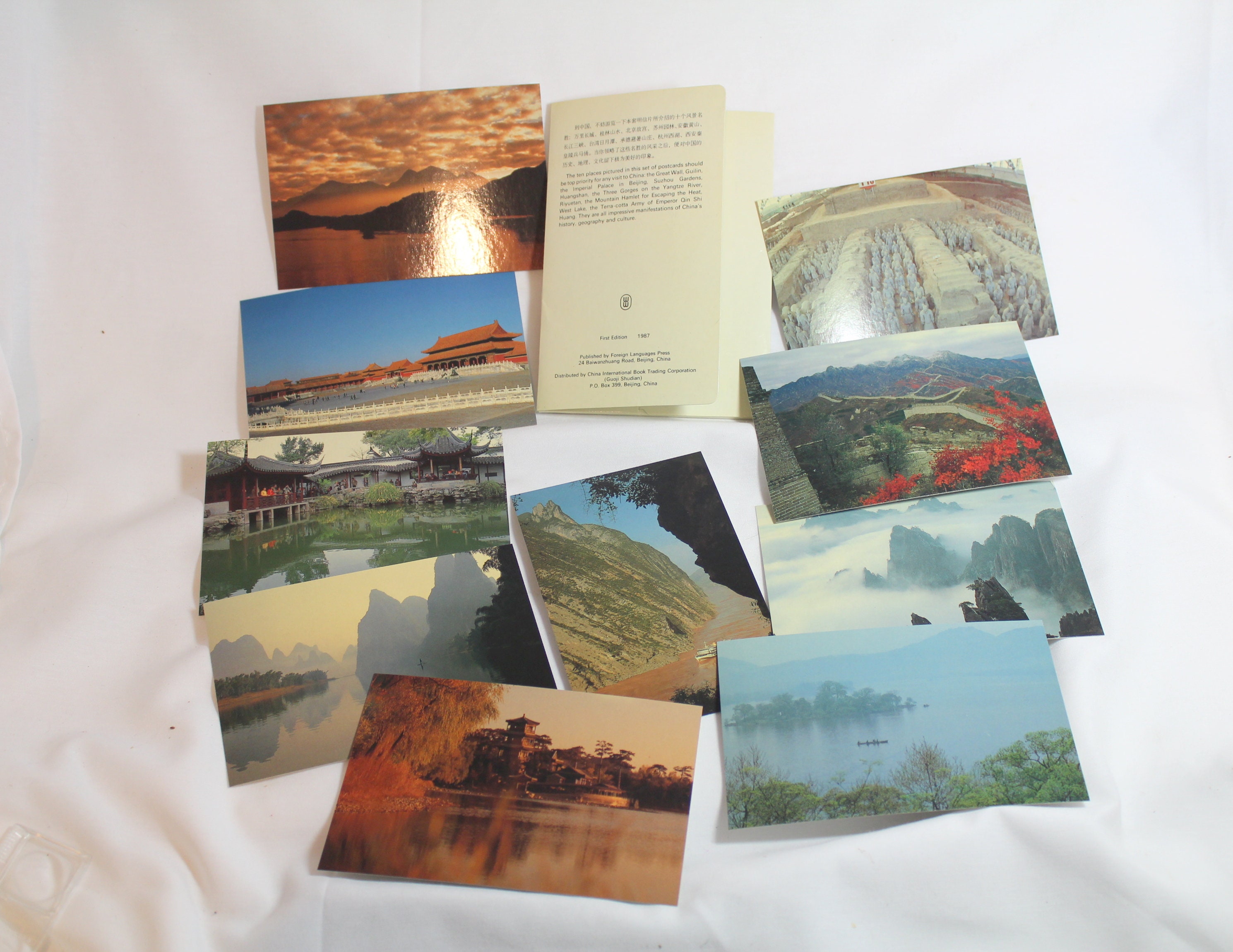 Vintage China Postcard Set 10 lugares de interés en China - Etsy España