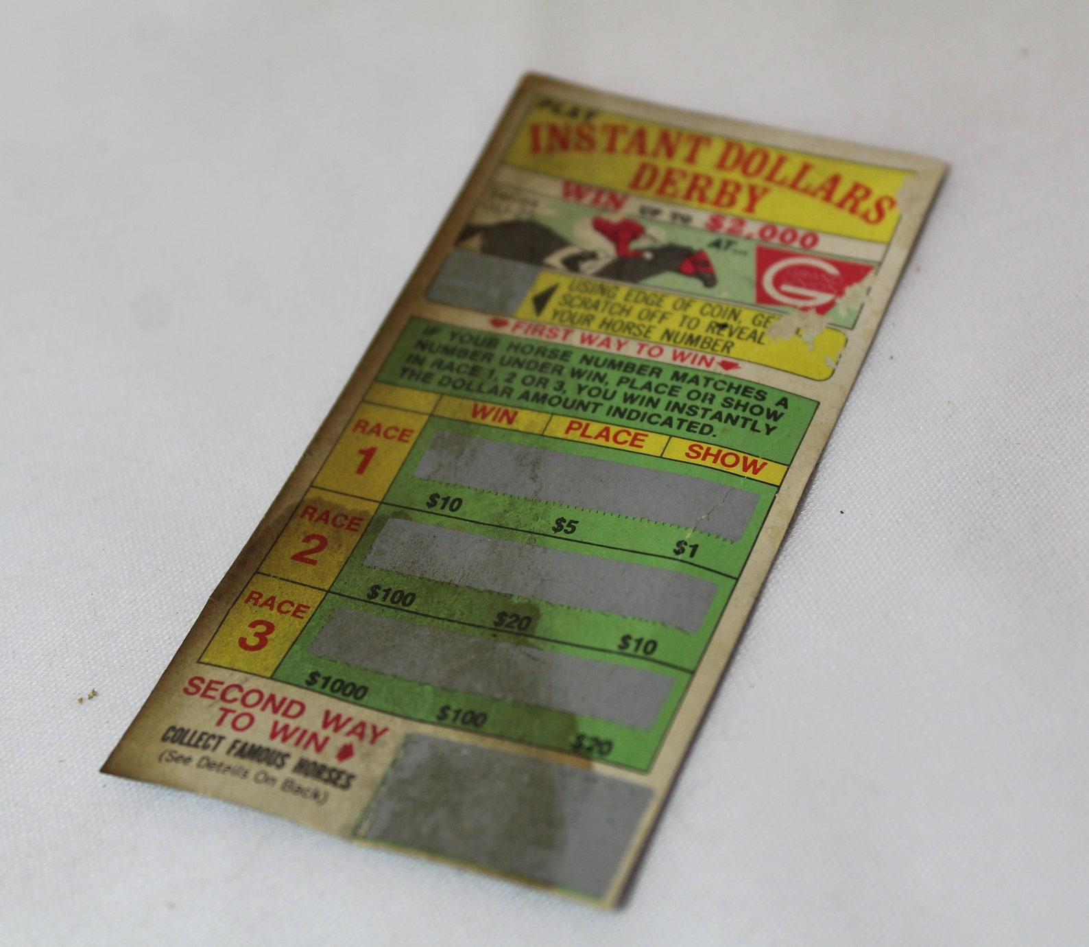 Vintage Scratch-off Lottery Ticket Instant Dollars Derby - Etsy