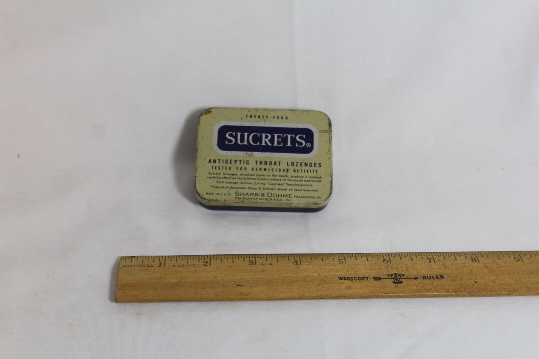 Vintage Sucrets Antiseptic Throat Lozenge Tin Box - Sharr & Dohme Div ...