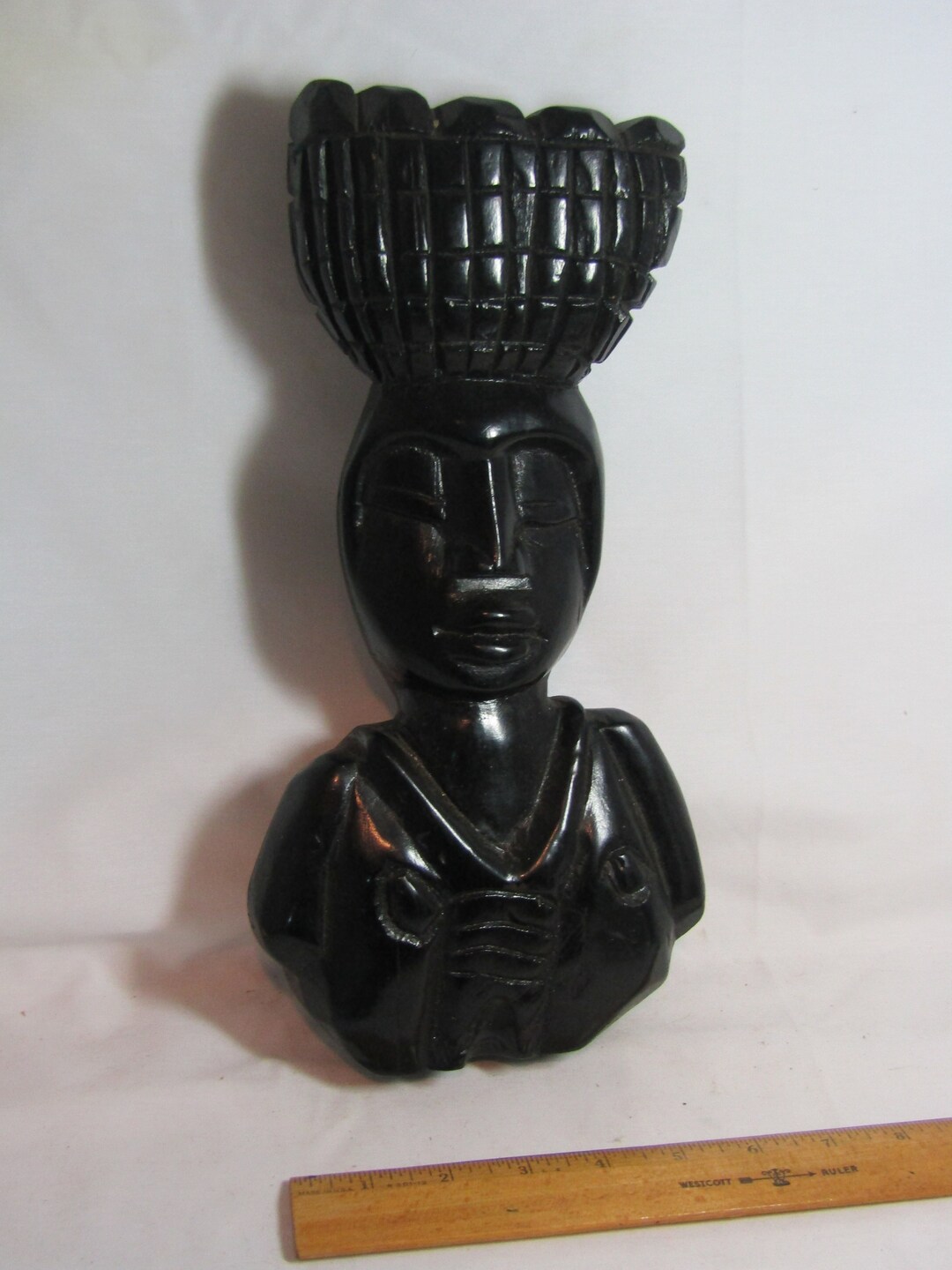 Vintage Ebony Lady Carving in Wood - Unmarked - Etsy