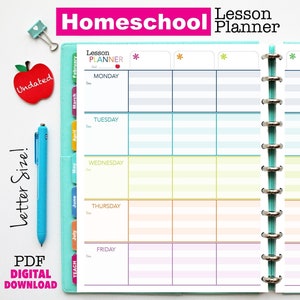 Homeschool Lesson Planner, Teacher, Undated, Printable Digital Download ...
