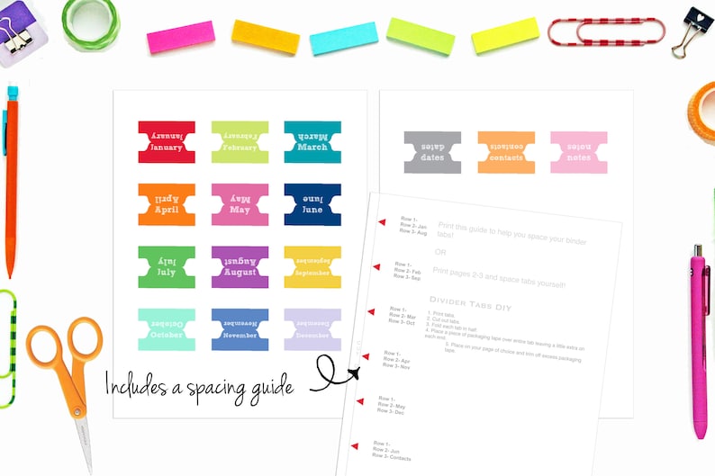 PRINTABLE Divider Tabs Daily Planner Inserts Dates - Etsy