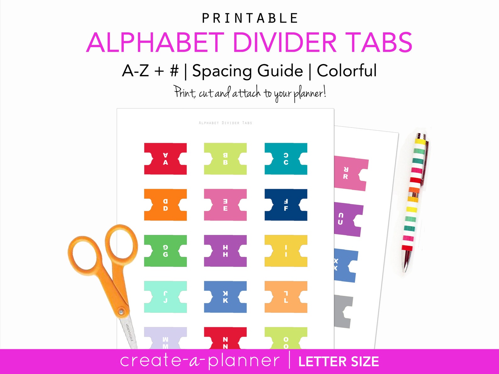 PRINTABLE Alphabet Divider Tabs for Address Book or Planner PDF ...