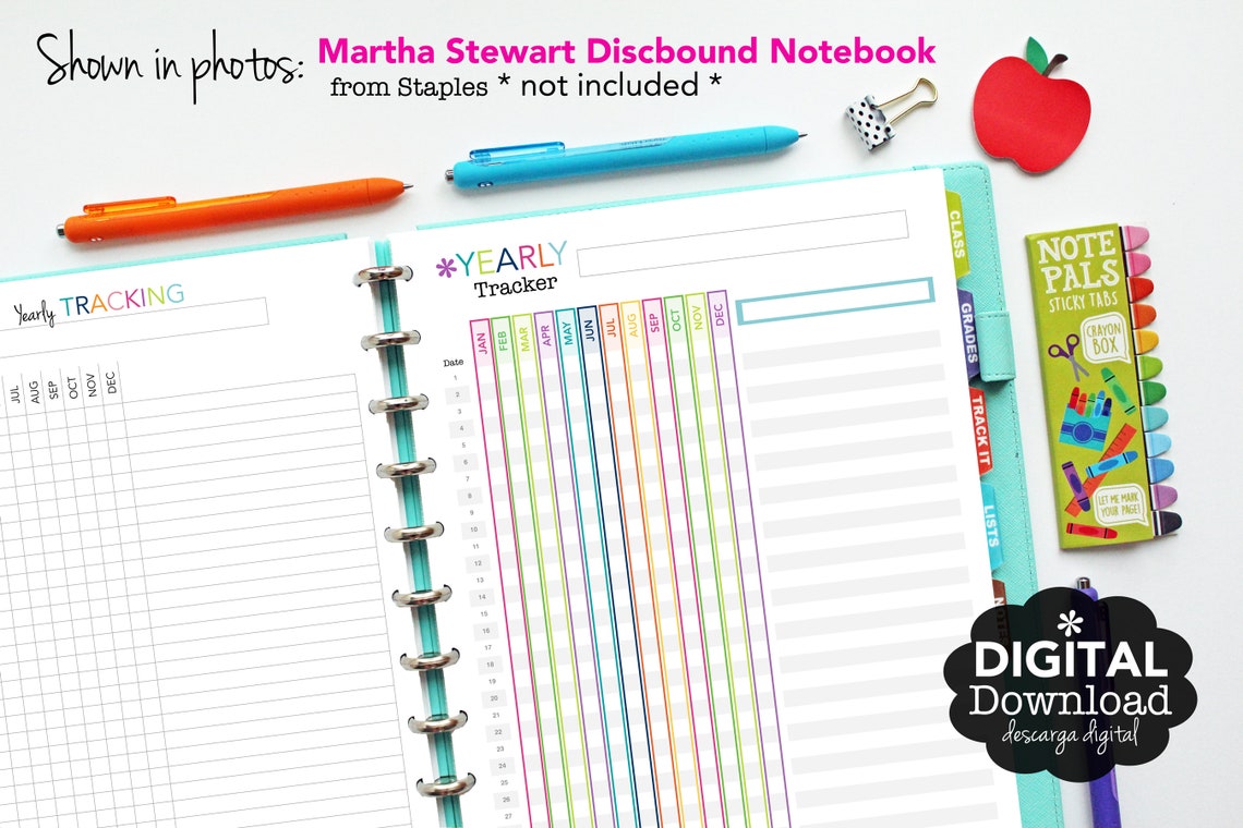 Yearly Tracker Insert // Printable Planner PDF Download // - Etsy