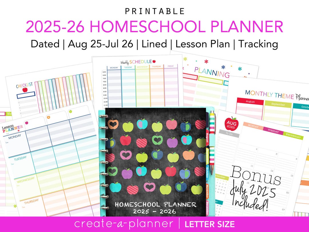 2025-2026 Homeschool Planner / Printable Inserts PDF / Lesson Planner ...