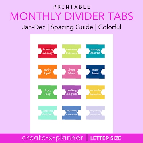 PRINTABLE Divider Tabs Daily Planner Inserts Dates | Etsy
