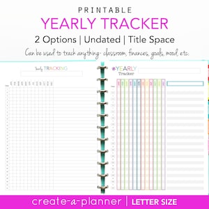 Yearly Tracker Insert // Printable Planner - PDF Download // Checklist ...