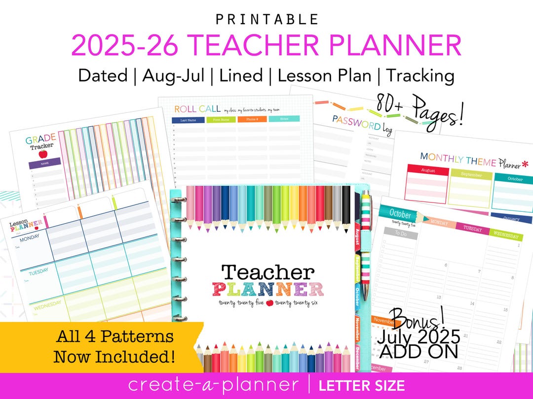 2025-2026 Teacher Planner // Printable Planner Inserts - PDF // Lesson ...