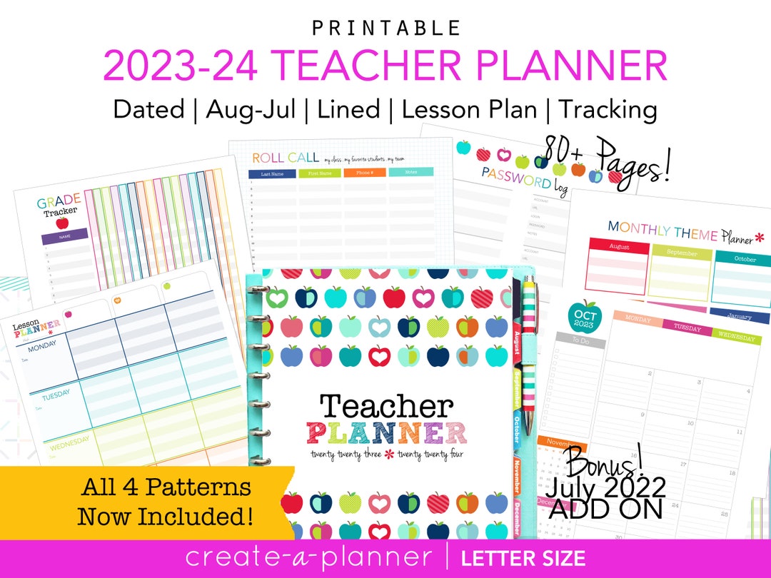 2023-2024 Teacher Planner // Printable Planner Inserts PDF // Lesson ...