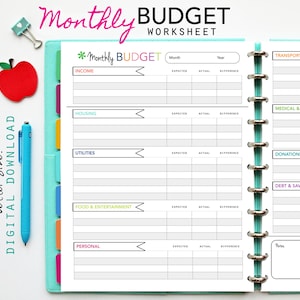 BUDGET Tracker Planner Insert / Monthly, Printable PDF / Binder ...