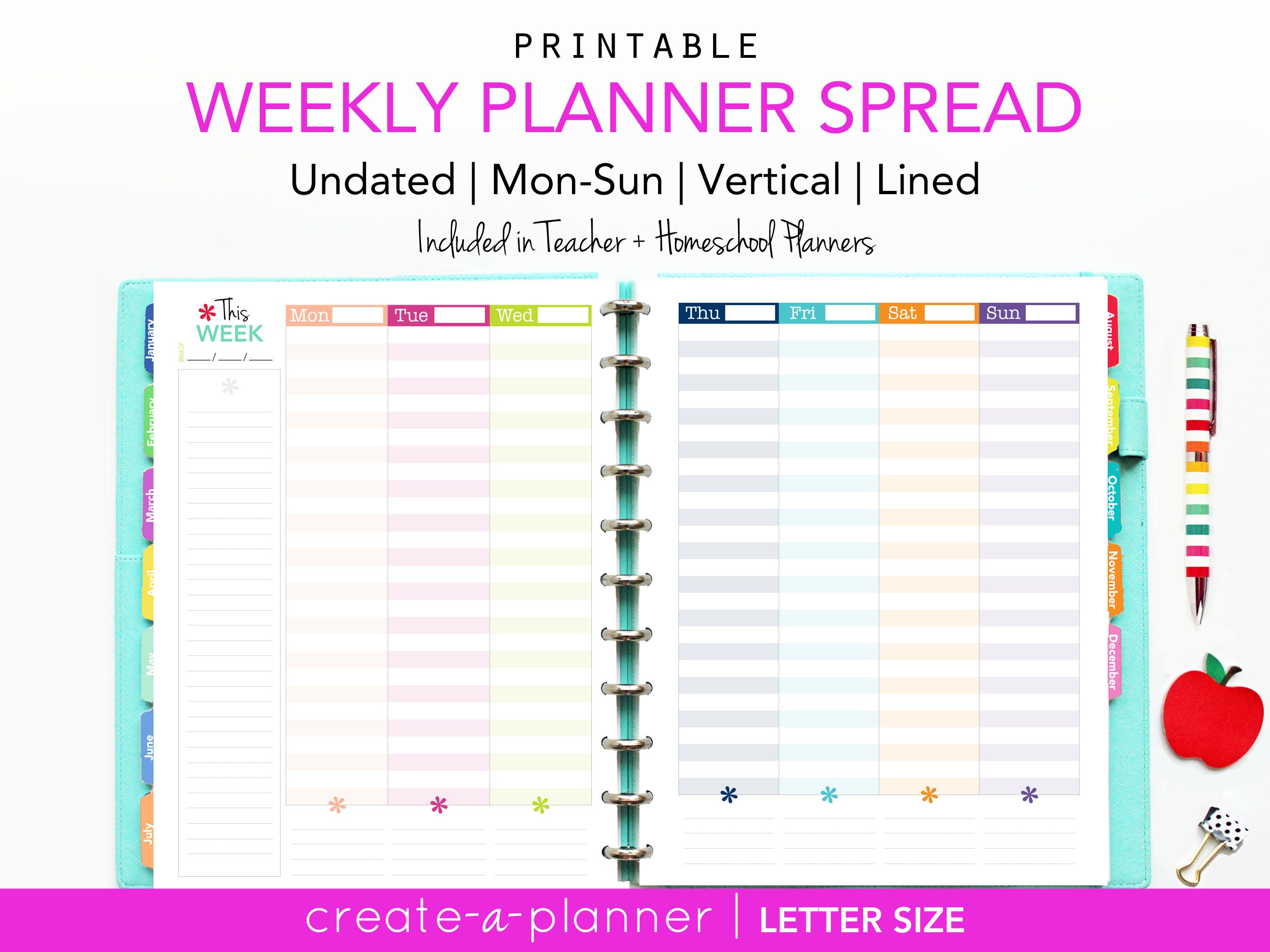 Calendars & Planners Paper & Party Supplies Printable Printable Planner ...