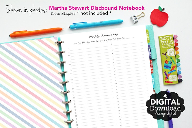 Monthly Brain Dump to Do List Printable Planner Insert - Etsy