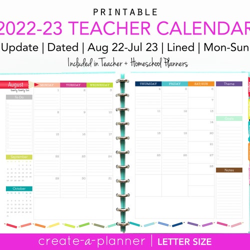 2022 2023 Teacher Planner Printable Binder Inserts Digital - Etsy