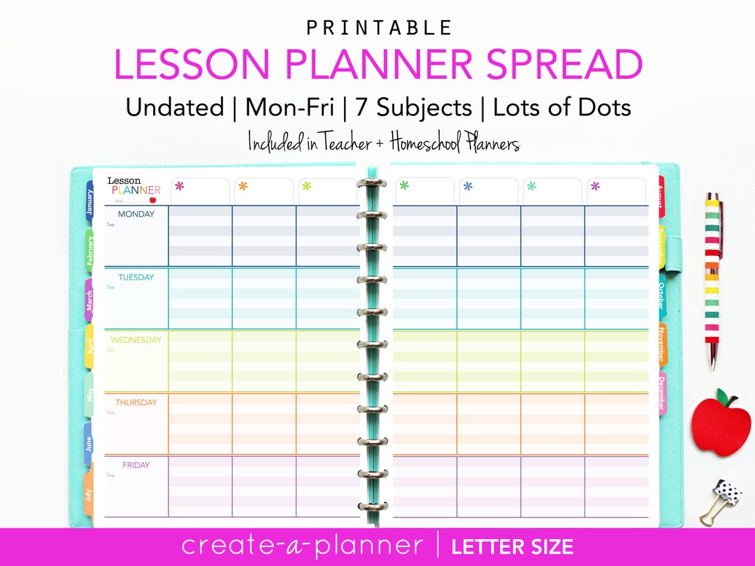 Undated Lesson Planner Teacher Homeschool // Printable Digital Download ...