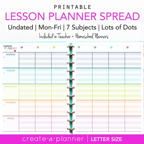 Undated Lesson Planner Teacher Homeschool // Printable Digital - Etsy