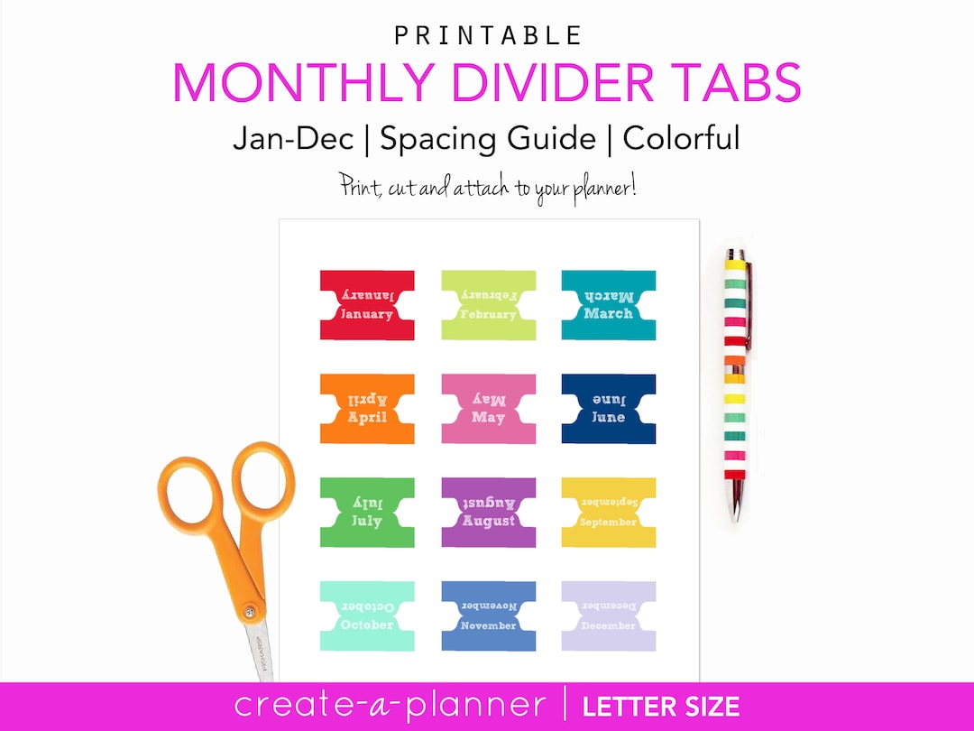 PRINTABLE Divider Tabs, Daily Planner Inserts - Dates, Contacts, Notes ...