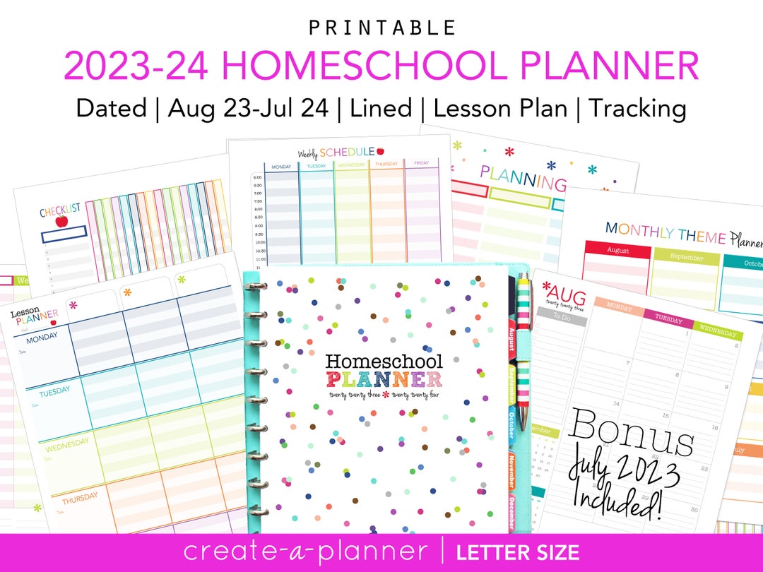2023-2024 Homeschool Planner / Printable Inserts PDF / Lesson Planner ...