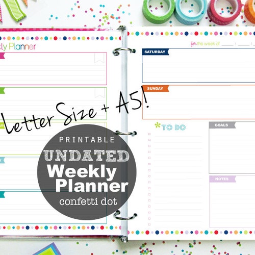 UNDATED Weekly Planner Printable Confetti Dot INSTANT | Etsy UK