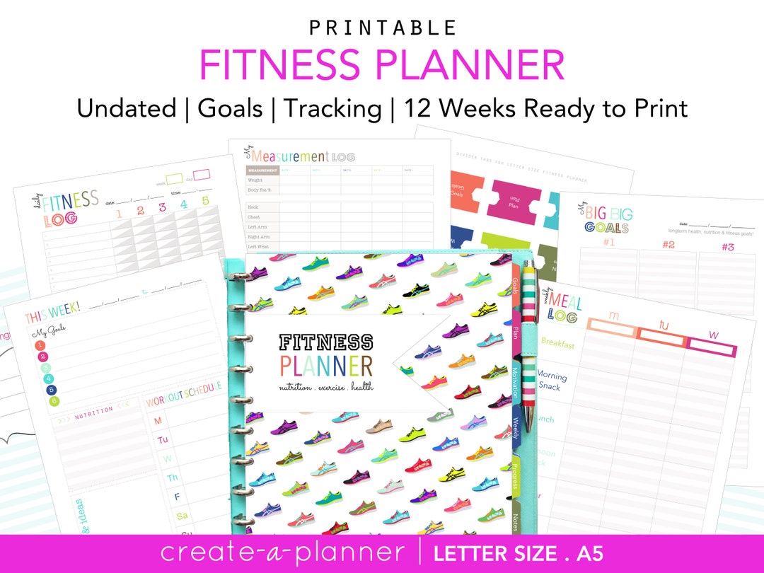 Fitness Planner, Printable Inserts, Diet Log - INSTANT DOWNLOAD ...