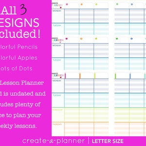 Undated Lesson Planner Teacher Homeschool // Printable Digital Download ...