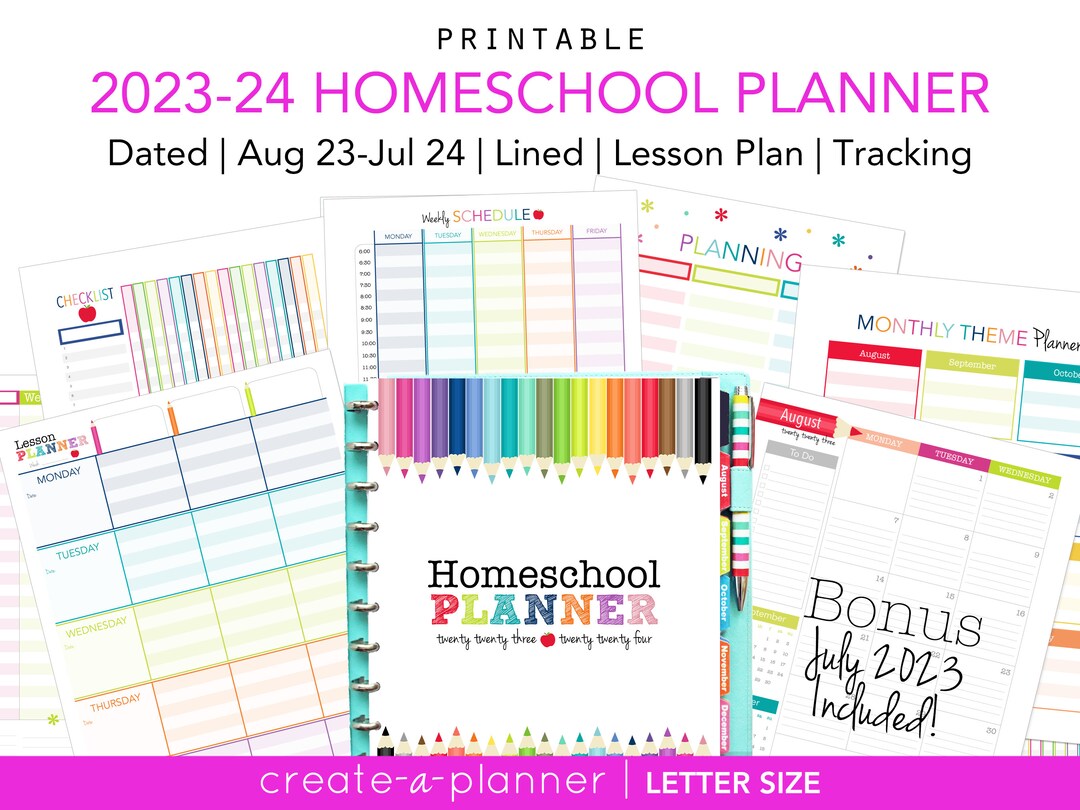 2023-2024 Homeschool Planner, Kids Daily Schedule, Printable PDF ...