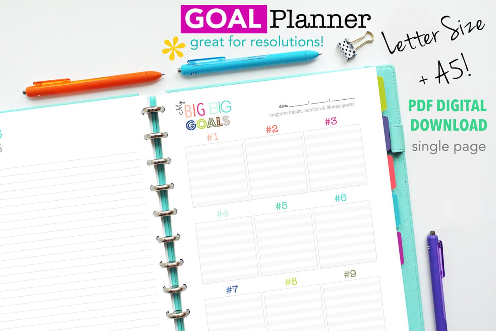 Goal Planner Page Printable Planner Inserts Goal Setting A5 | Etsy