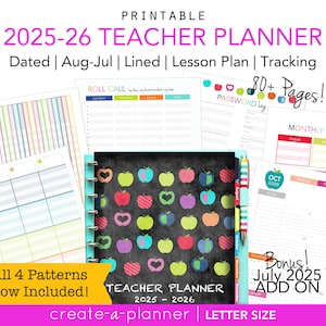 2025-2026 Teacher Planner // Printable Planner Inserts - PDF // Lesson ...