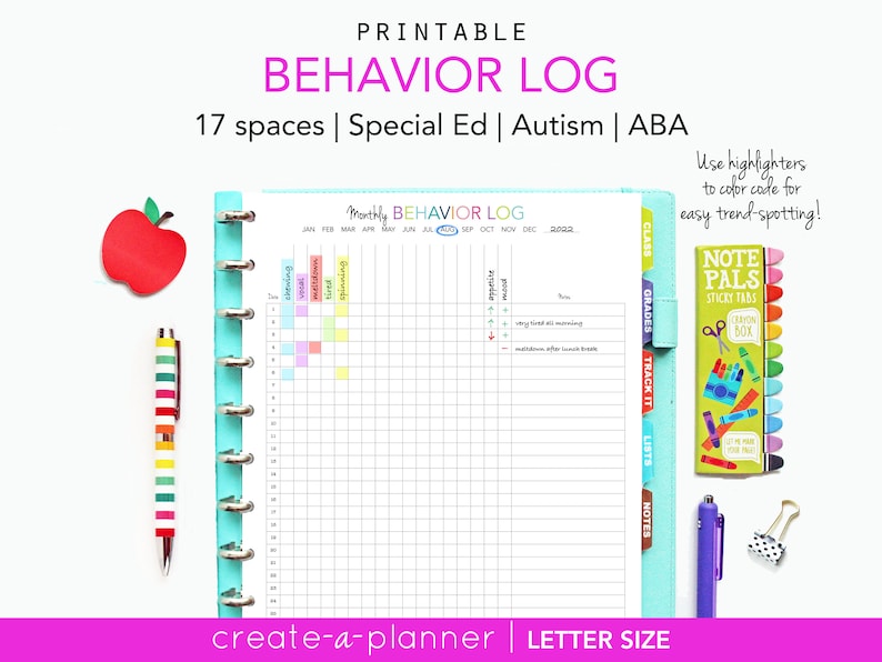 Behavior Tracking Class or Home, Autism ADHD Special Ed, Printable ...