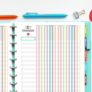 IEP Checklist and Bonus Notes Page // Printable Planner Inserts - PDF ...