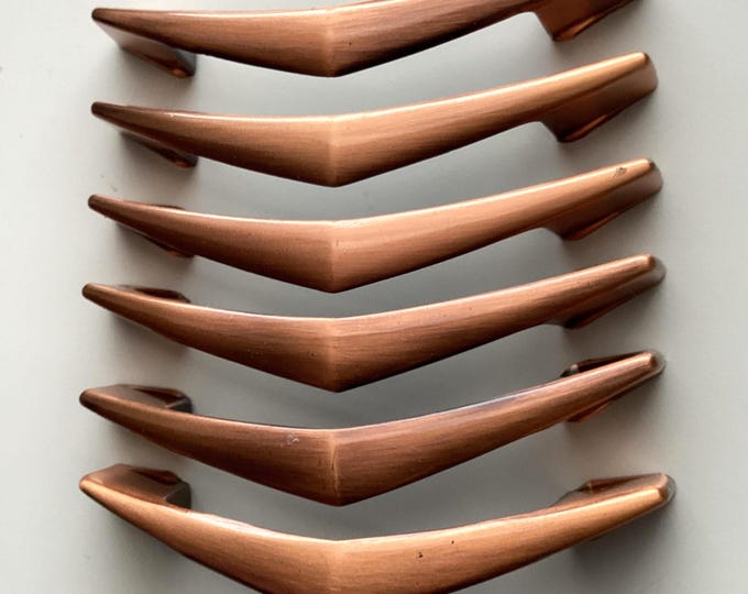 Copper Chevron Drawer Pulls 3 Inch Ctc Vintage Ajax Hardware USA Set of ...