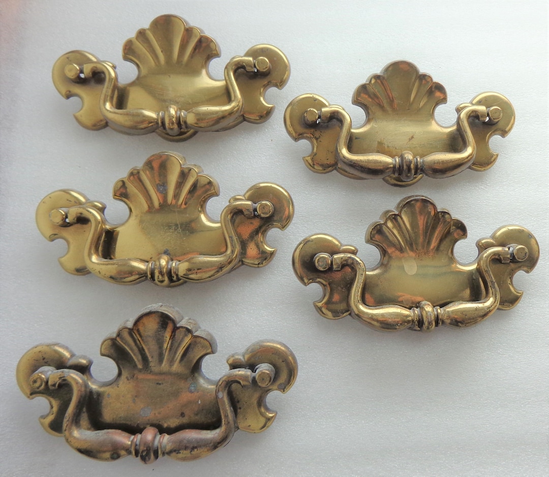 Large Antique Brass Drop Pulls 3.5 in Centers 5 Dresser - Etsy