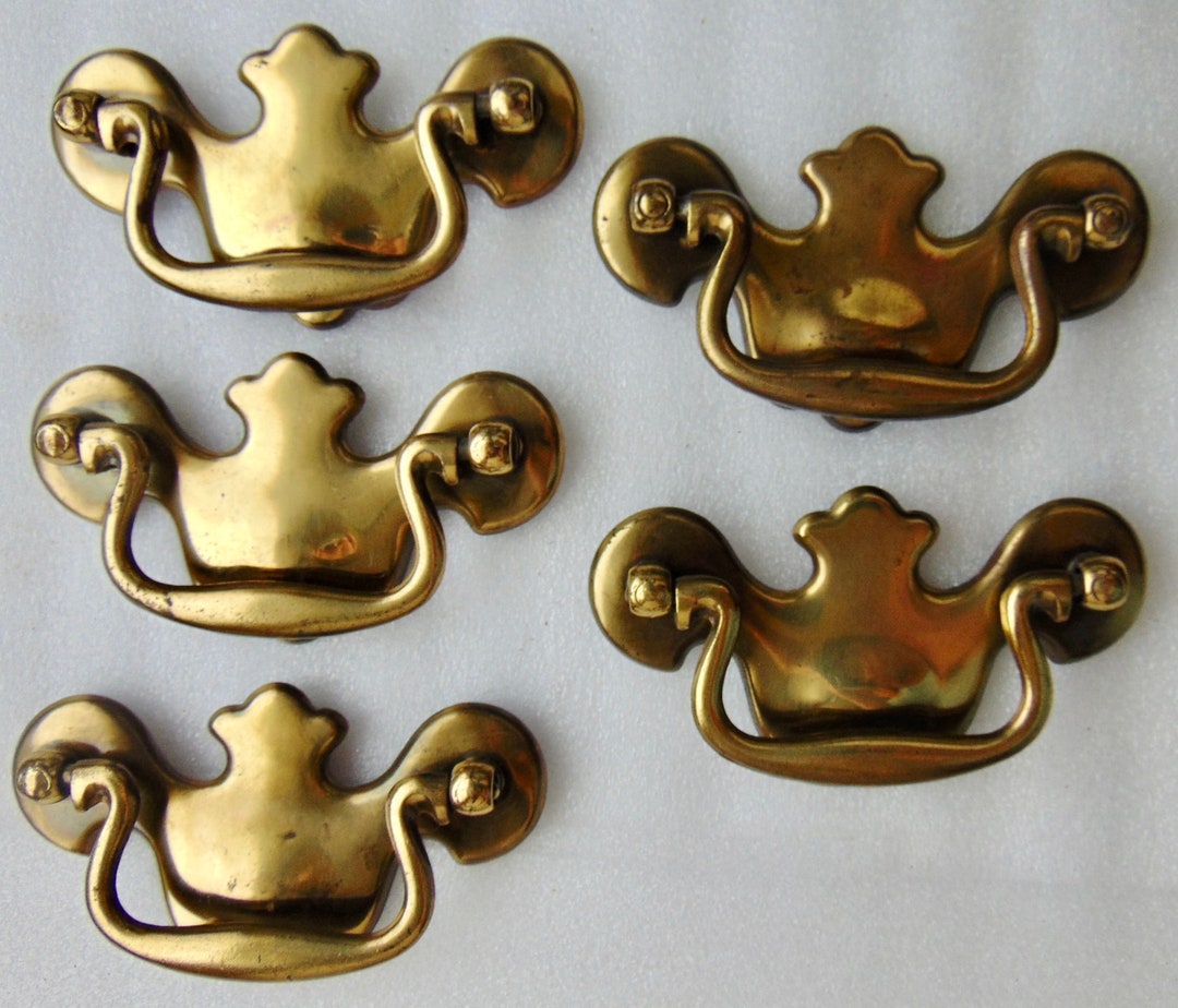 Antique Brass Drop Pulls 3 Inch Ctc Traditional Dresser Hardware Set of ...