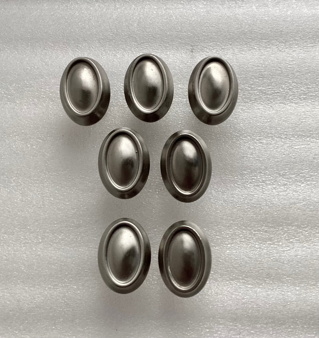 7 Oval Silver Knobs, Satin Hardware - Etsy
