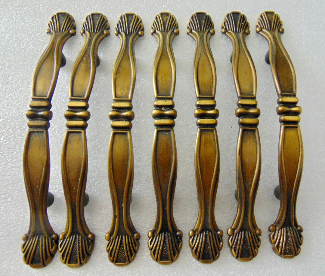 Vintage Antique Brass Handle Pull 3 in Centers 7 Cabinet Dresser ...
